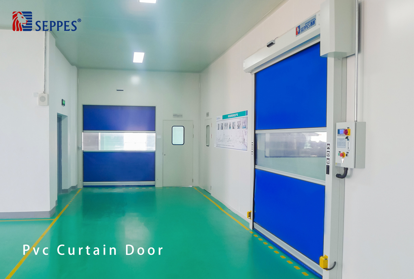Pvc curtain door installed in the clean room passage of the electronics ...